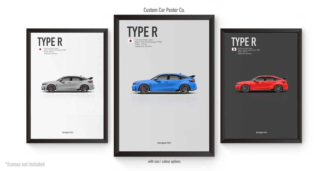 Honda Civic Type R FL5 Inspired Wall Art - Wall Decor Car Poster ...