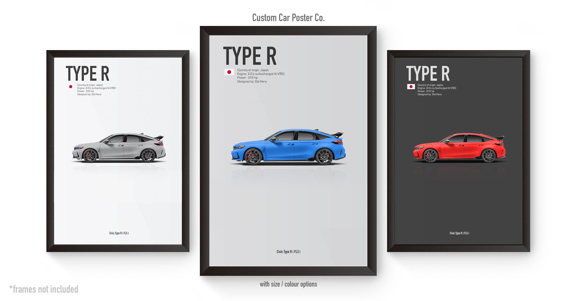 Honda Civic Type R FL5 Inspired Wall Art Wall Decor Car Poster Multi ...