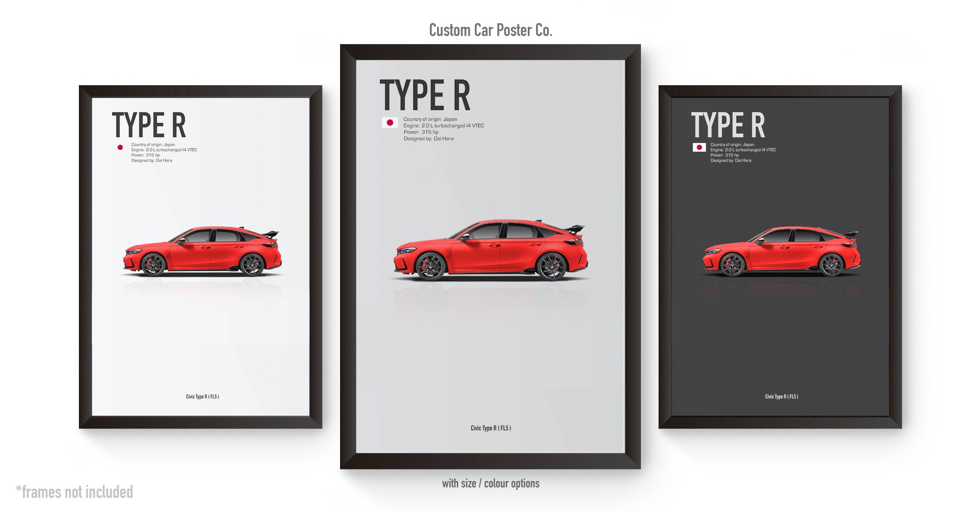 Honda Civic Type R FL5 Inspired Wall Art Wall Decor Car Poster Multi ...