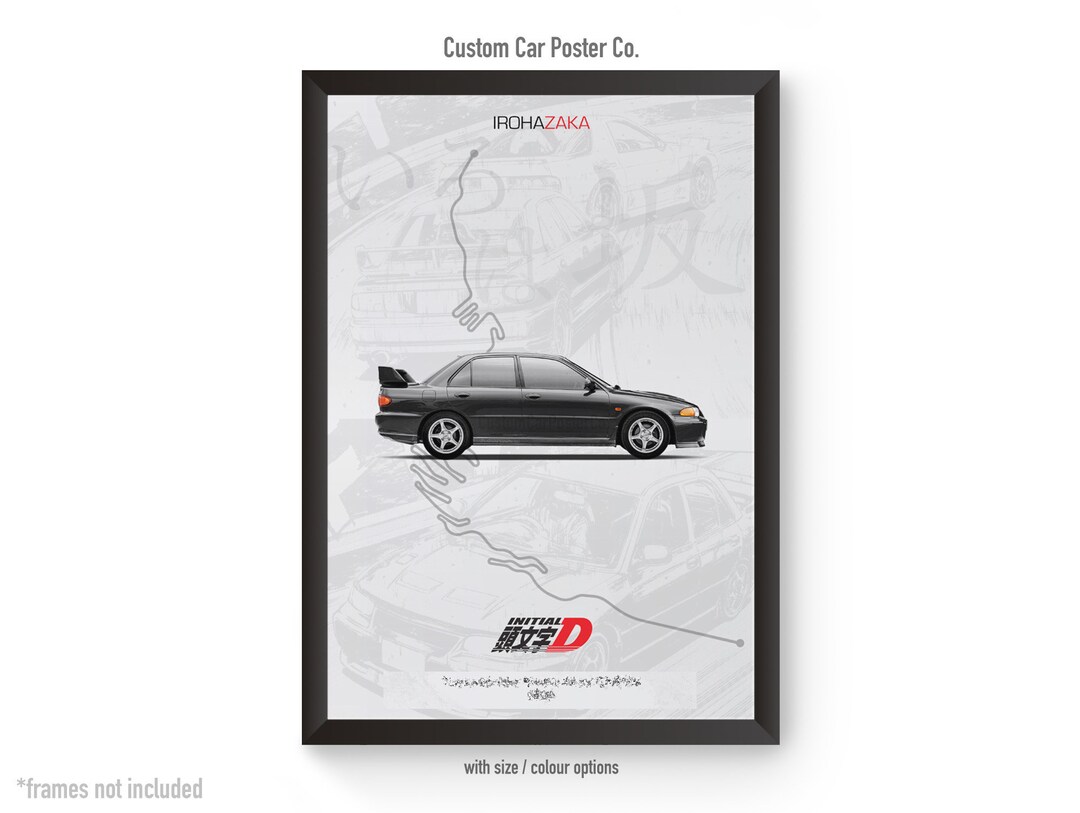 Mitsubishi EVO III - Initial D Poster Art - Japanese Anime Car Poster ...
