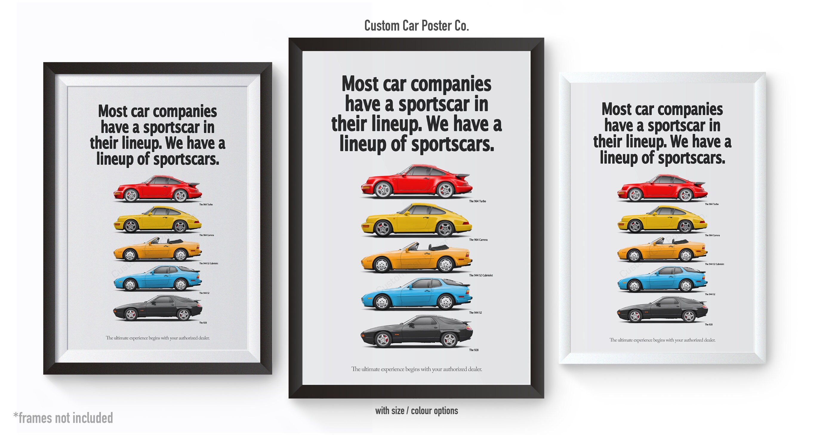 Porsche "sportscar Lineup" Vintage Wall Art - Wall Decor Car Poster ...