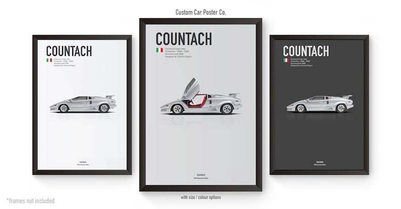 Lamborghini Countach Wall Art - Automotive Car Poster Minimalistic Art ...