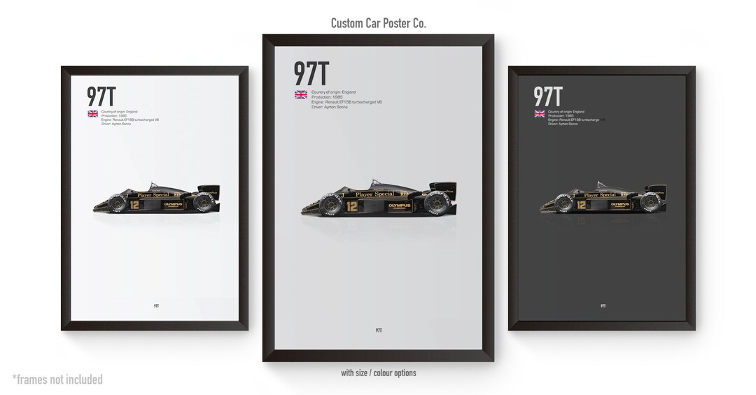 Senna's Lotus 97T Wall Art - F1 Car Poster Minimalistic Art Print - F1 ...