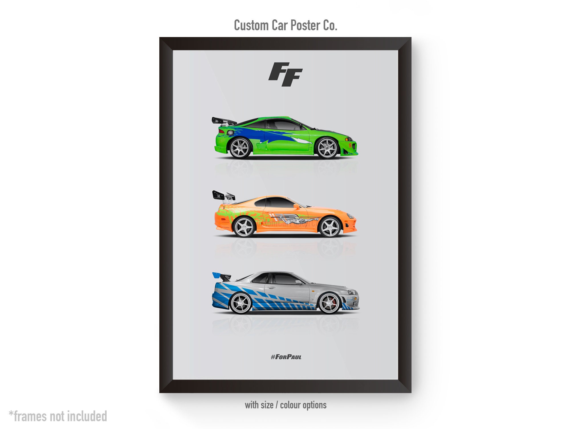 Fast and Furious Paul Walker Tribute Wall Art - Wall Decor Car Poster ...
