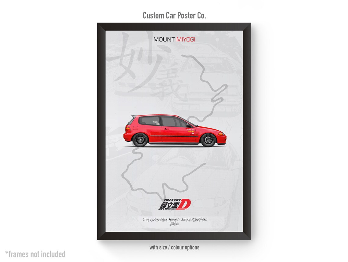 Honda Civic Sir EG6 Initial D Poster Art Japanese Anime Car Poster - Etsy