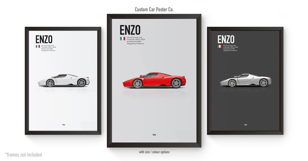 Ferrari Enzo Multi-colour Wall Art - Automotive Car Poster Minimalistic ...