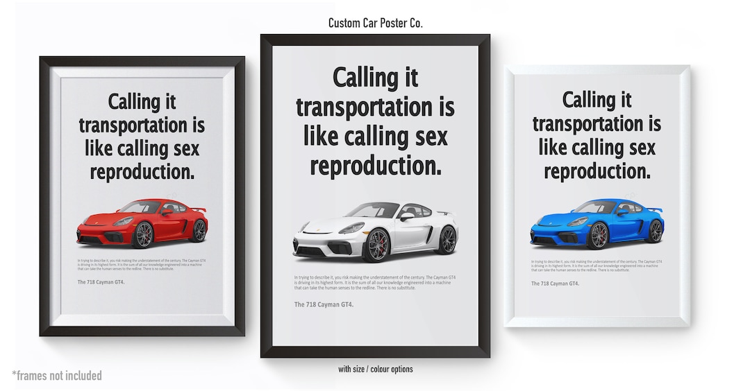 Porsche 718 Cayman GT4 "transportation" Vintage Styled Wall Art - Wall ...