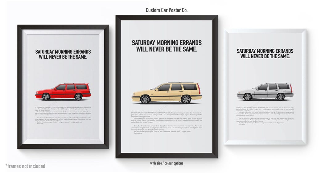 Volvo 850 T5-R Sportswagon Classic Wall Art - Saturday Errands - Print ...