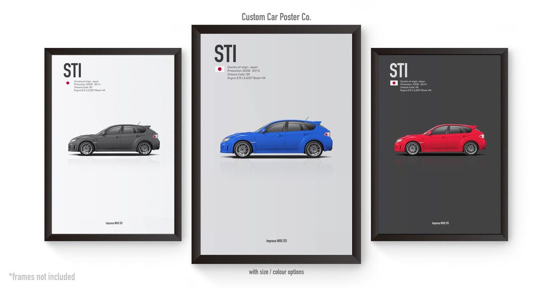 Subaru Impreza STI WRX Hatchback Wall Art - Wall Decor Car Poster ...