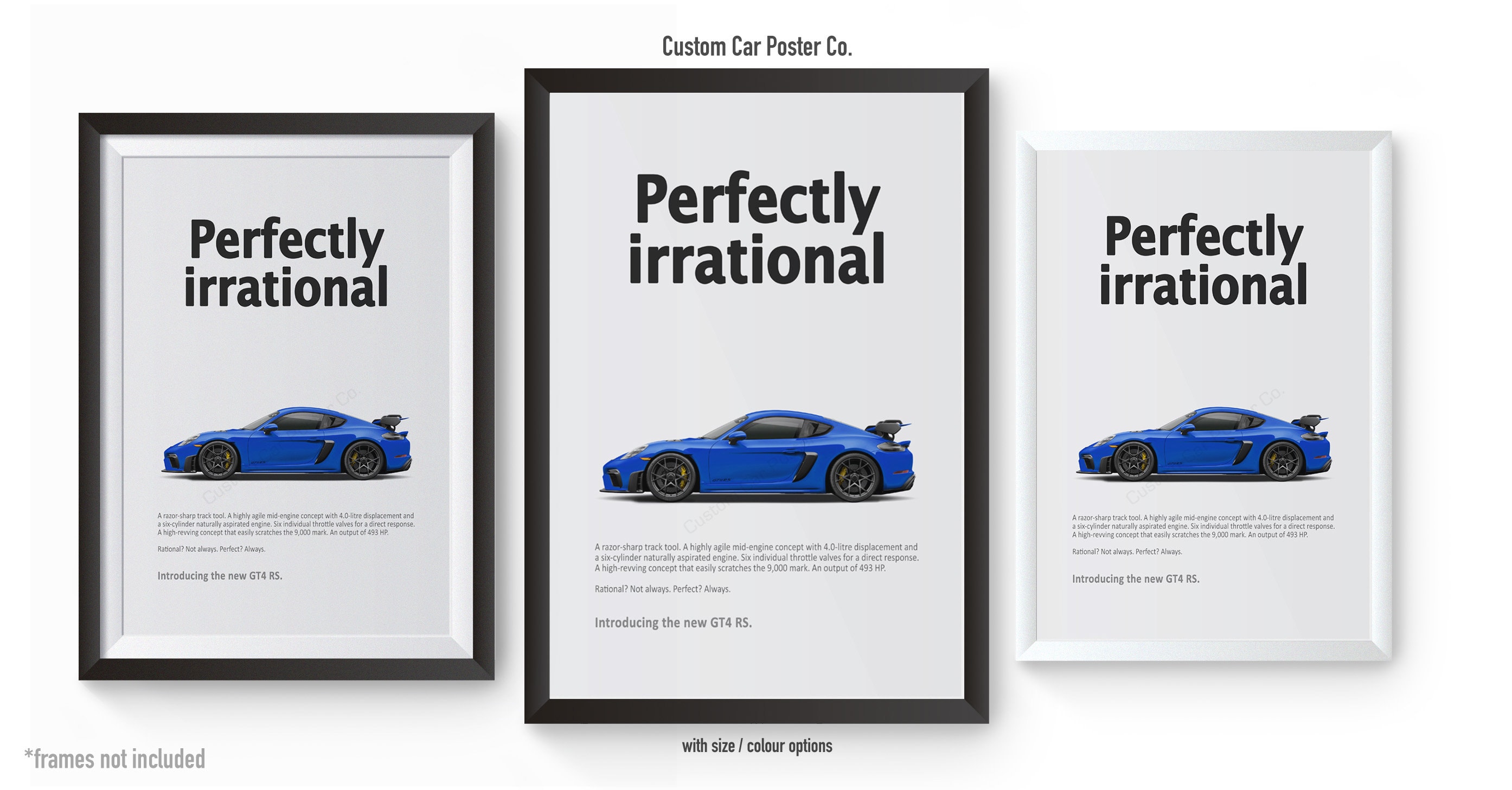 Porsche 718 Cayman GT4 RS "perfectly Irrational" Vintage Styled Wall ...