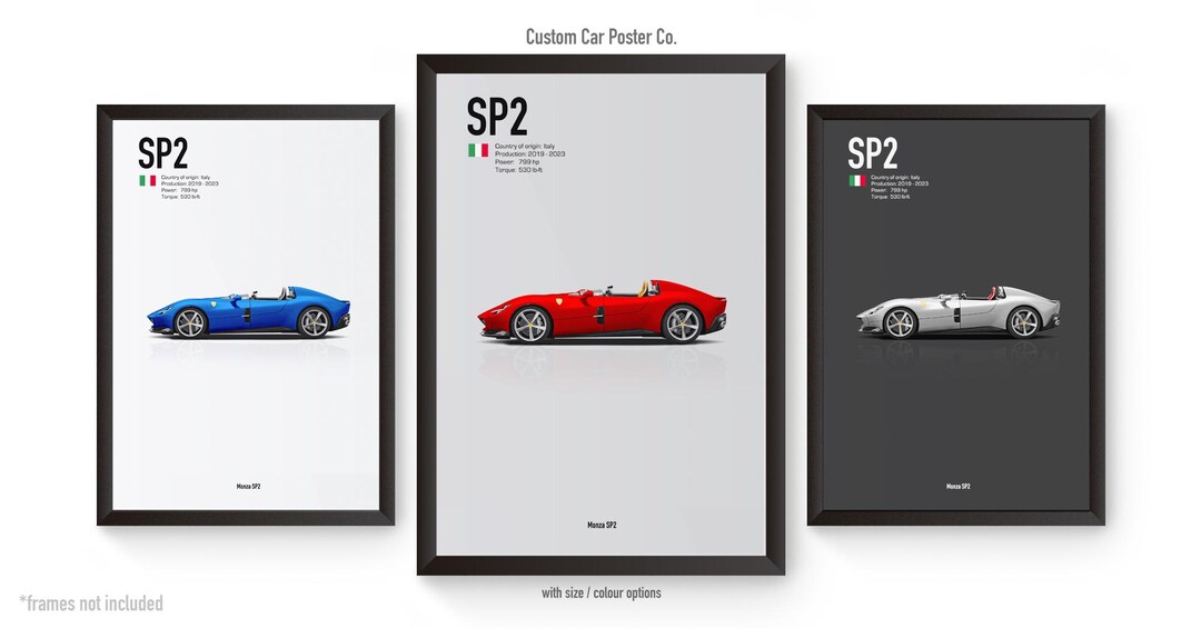 Ferrari Monza SP2 Multi-colour Wall Art - Automotive Car Poster ...