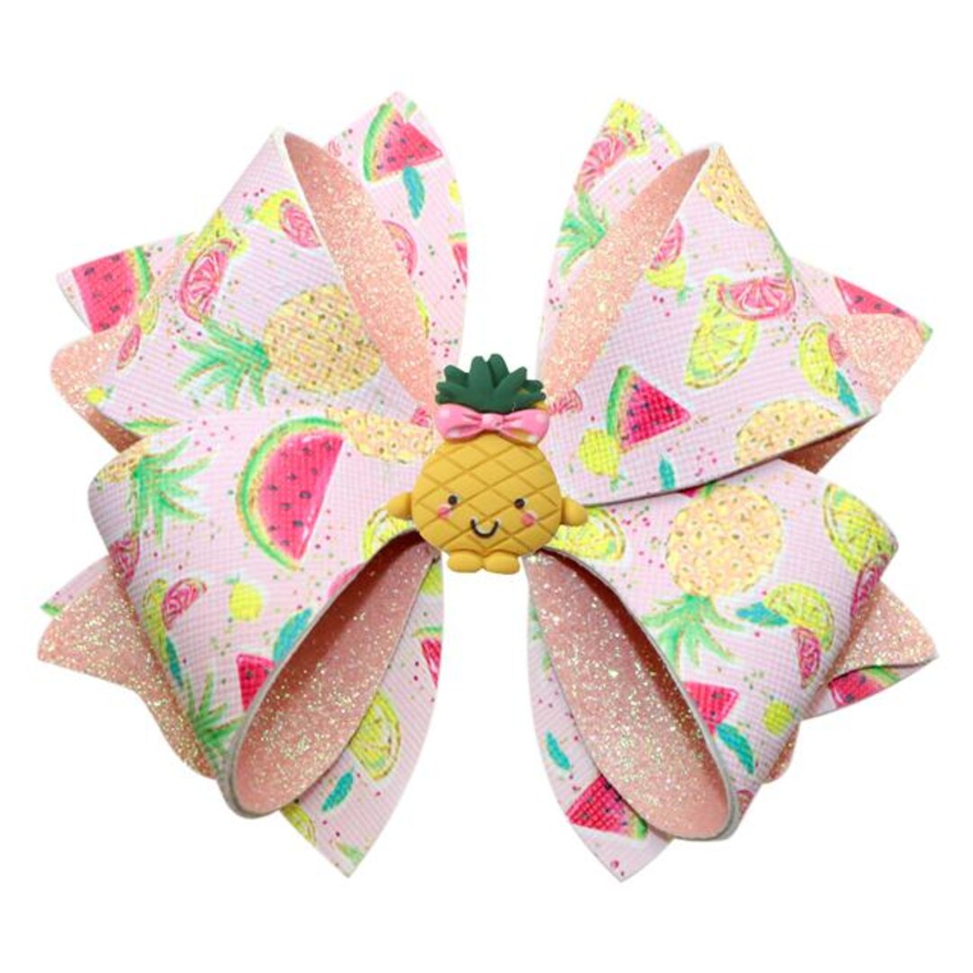 Pre-cut Pink Leather Hair Bow Kit With Pineapple Resin Center. No ...