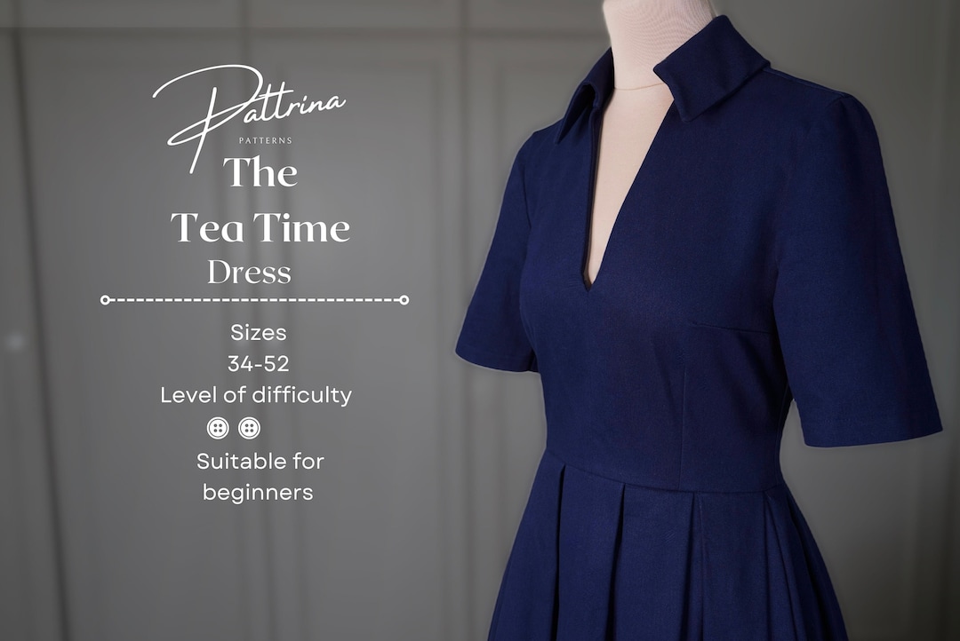 The Tea Time Dress Pdf Sewing Pattern With Tutorial Size 34-52 - Etsy