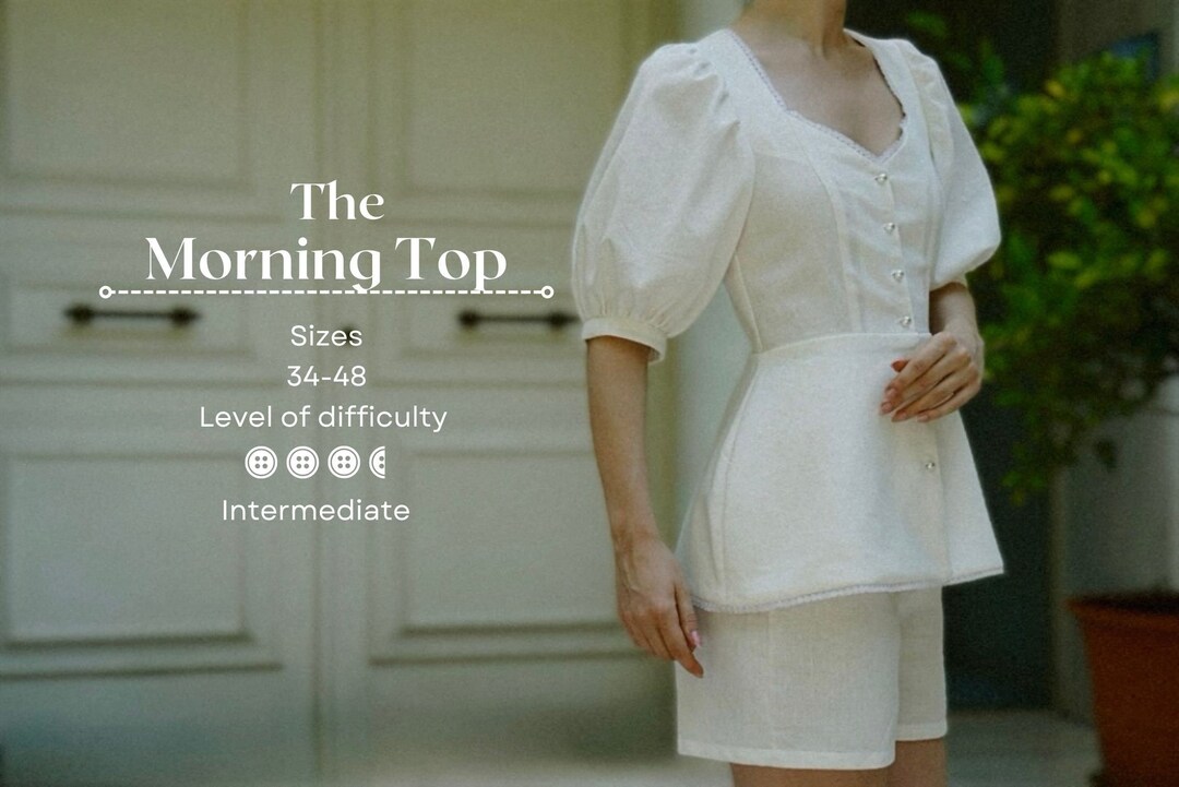 The Morning Top Pdf Sewing Pattern With Tutorial Size 34-48 - Etsy