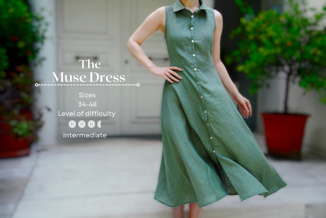 The Muse Dress Pdf Sewing Pattern With Tutorial Size 34-48 - Etsy