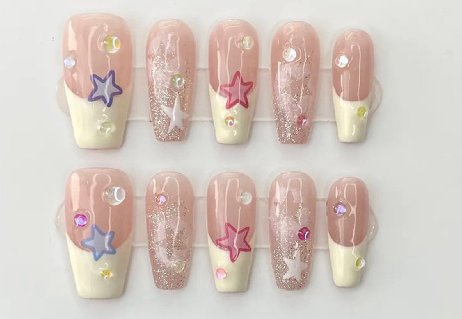Handmade Star Press on Nails Too Kit Press on Nails Handmade Nails cute ...