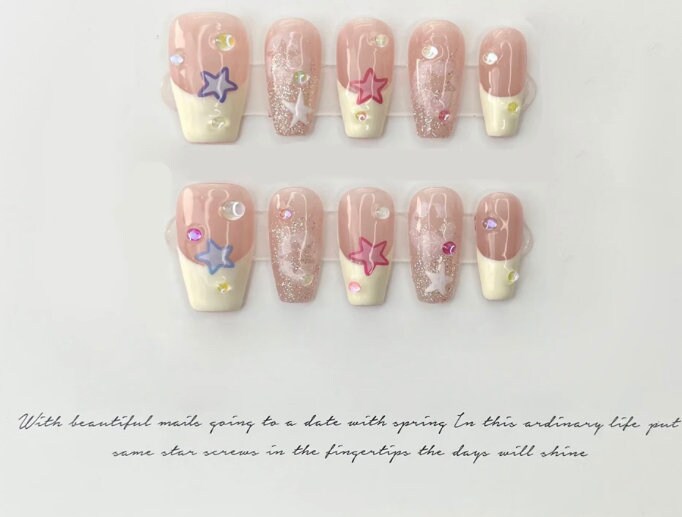 Handmade Star Press on Nails Too Kit Press on Nails Handmade Nails cute ...