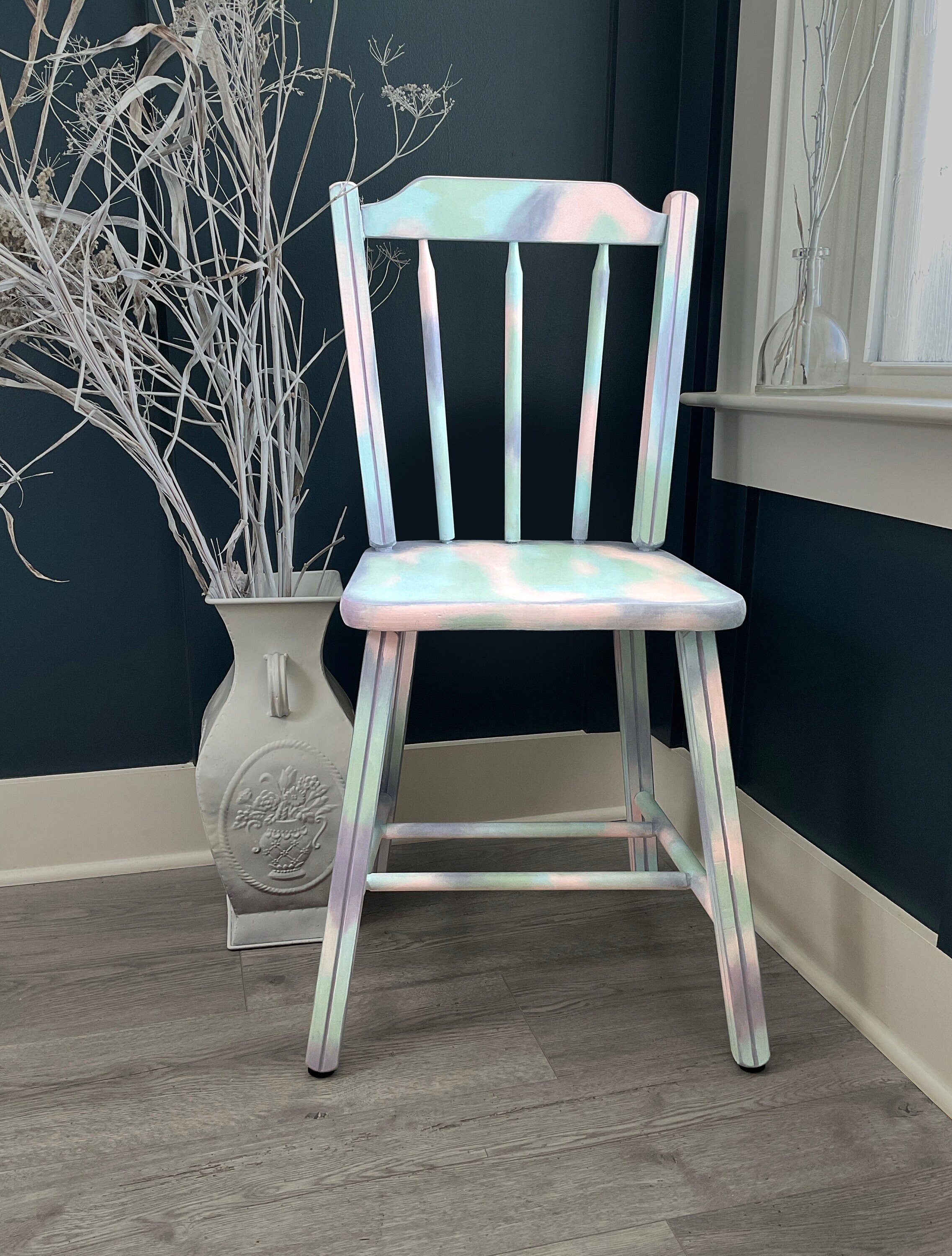 Hand Painted Small Chair Pastel Chair Accent Kitchen Chair Shabby Chic ...