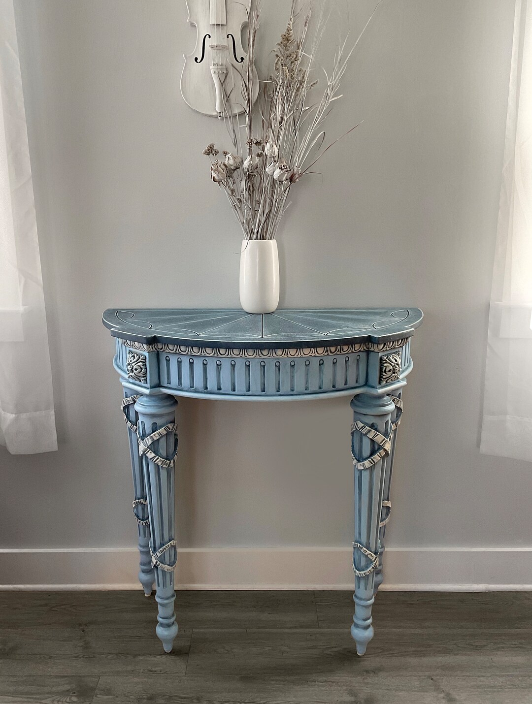 Hand Painted Accent Table Ornate Side Table Painted Hall Table Shabby ...