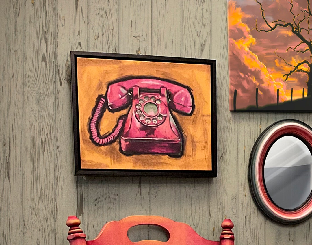 Antique Phone Framed Canvas Print Antique Phone Colorful Vintage ...