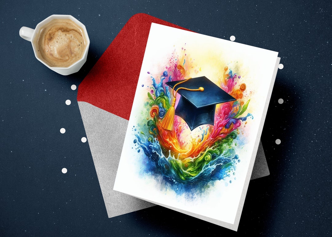 Graduation Card Powder Paint Splash - Etsy