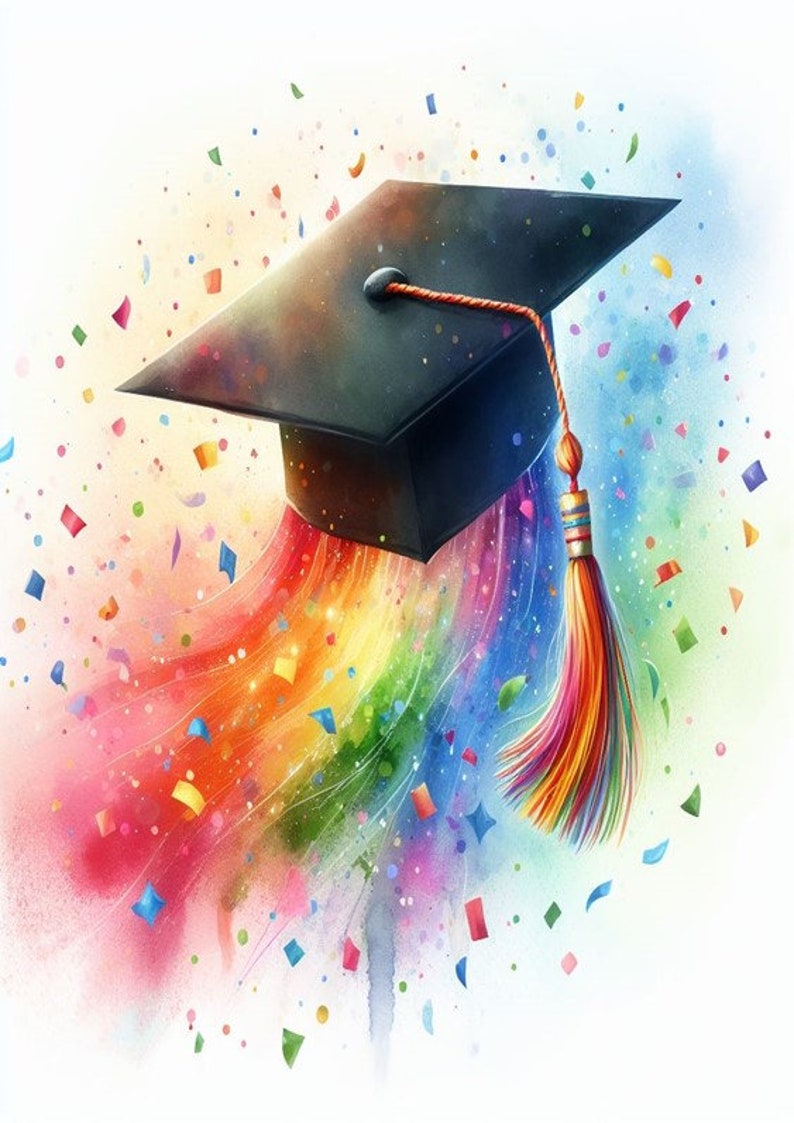 Graduation Card - Rainbow Hair - Etsy UK