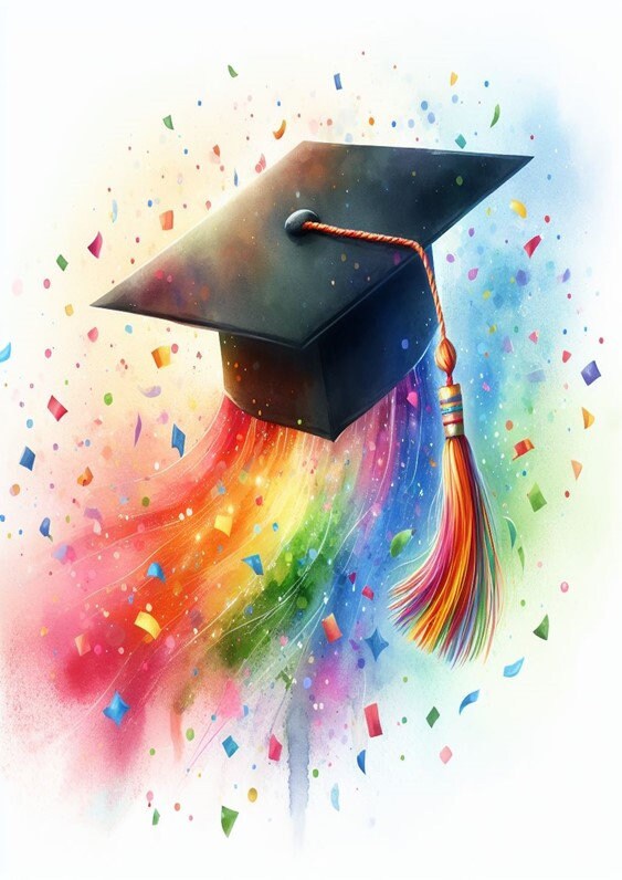 Graduation Card - Rainbow Hair - Etsy UK