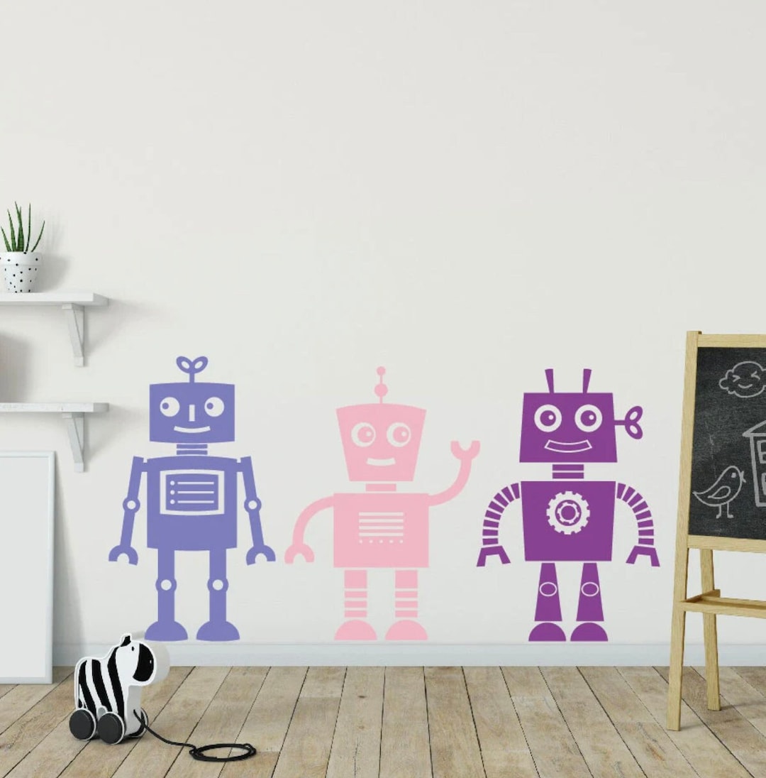 School Classroom STEM Decal, Robot Wall Decals for Kids Decor, Vibrant ...