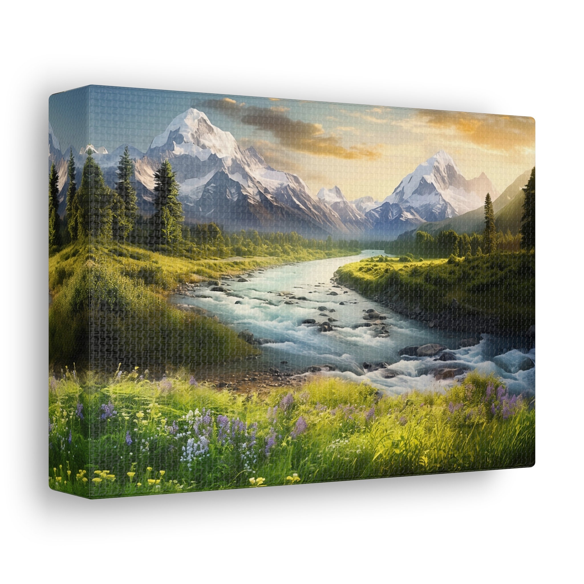 Nature Landscape Art Canvas Gallery Wraps Forest River Mountain Print ...