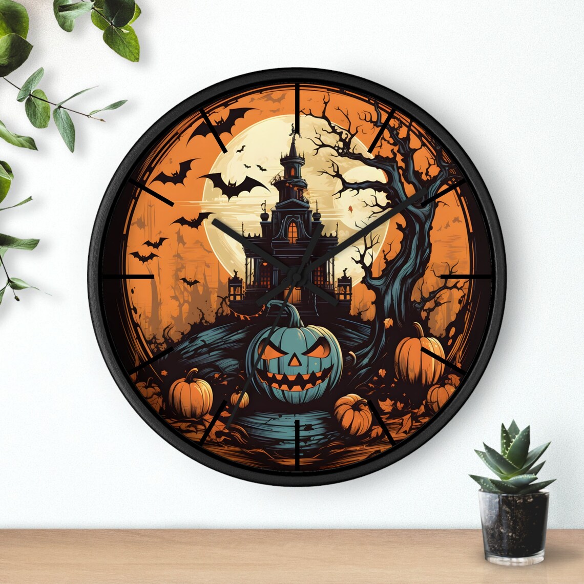 Halloween Ghost Wall Clock Halloween Wall Clocks Halloween Clock Fall ...