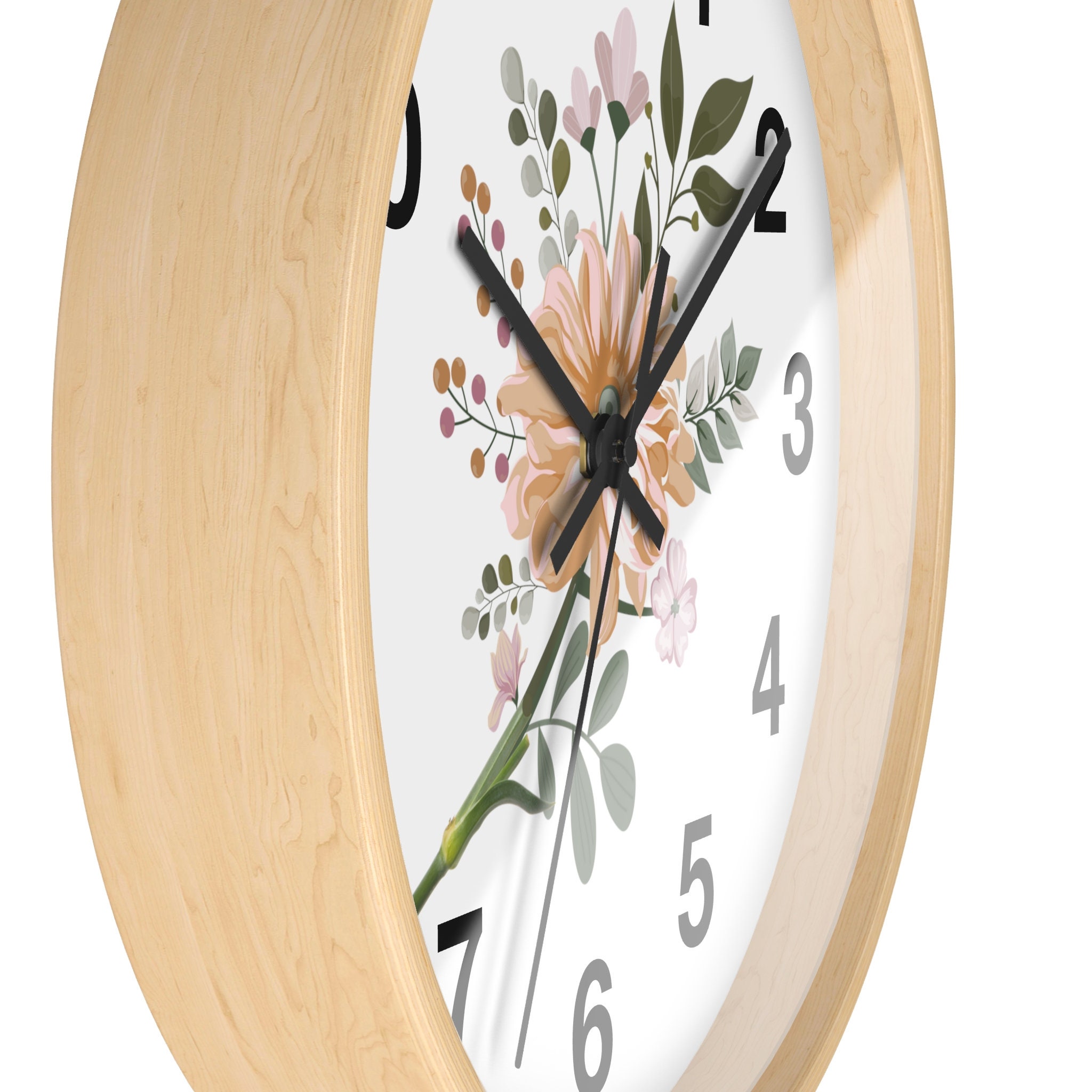 Flower Wall Clock Floral Wall Clock Home Decor Gift House Warming Gift ...
