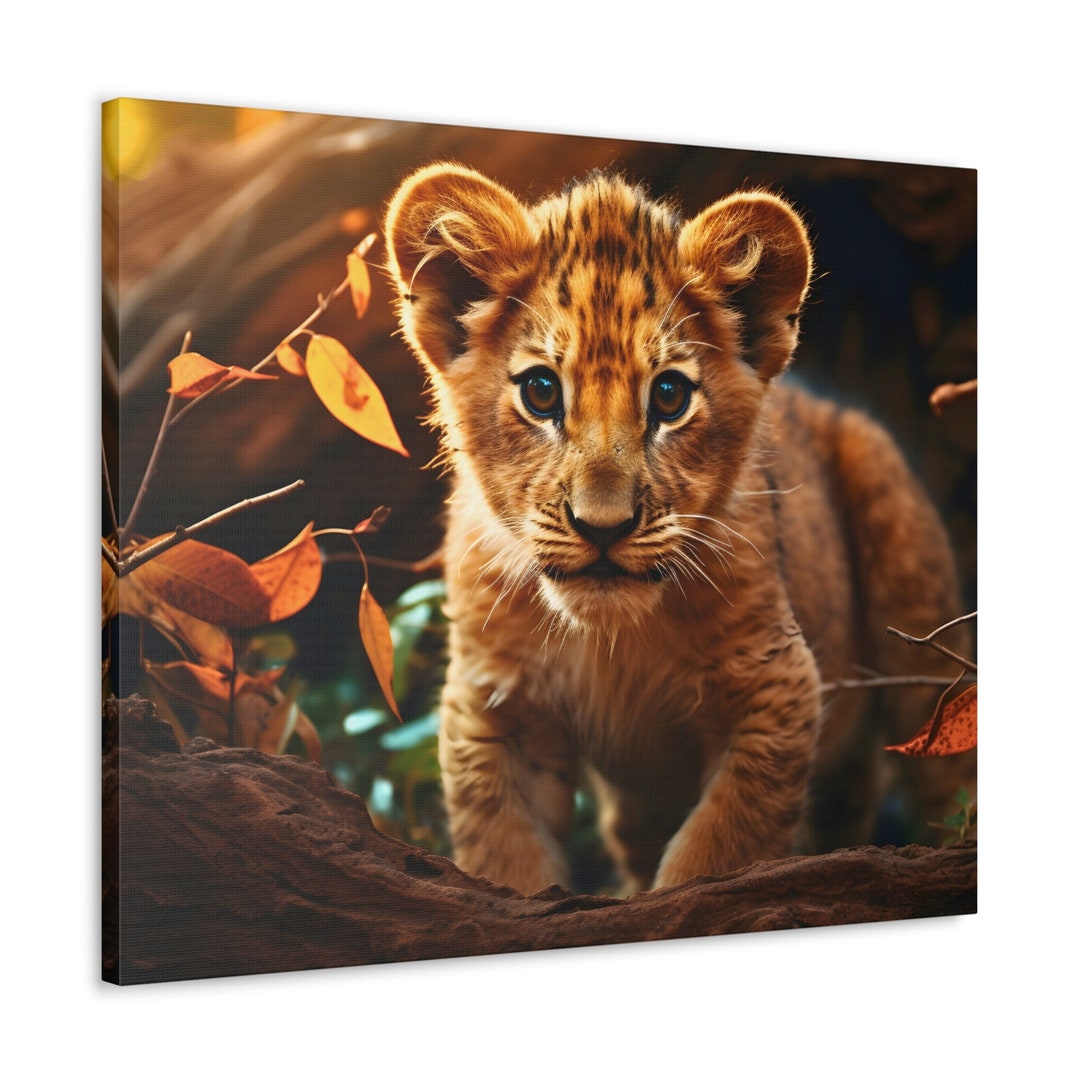 Baby Lion Cub Print Animal Nature Art Safari Nursery Canvas Gallery ...