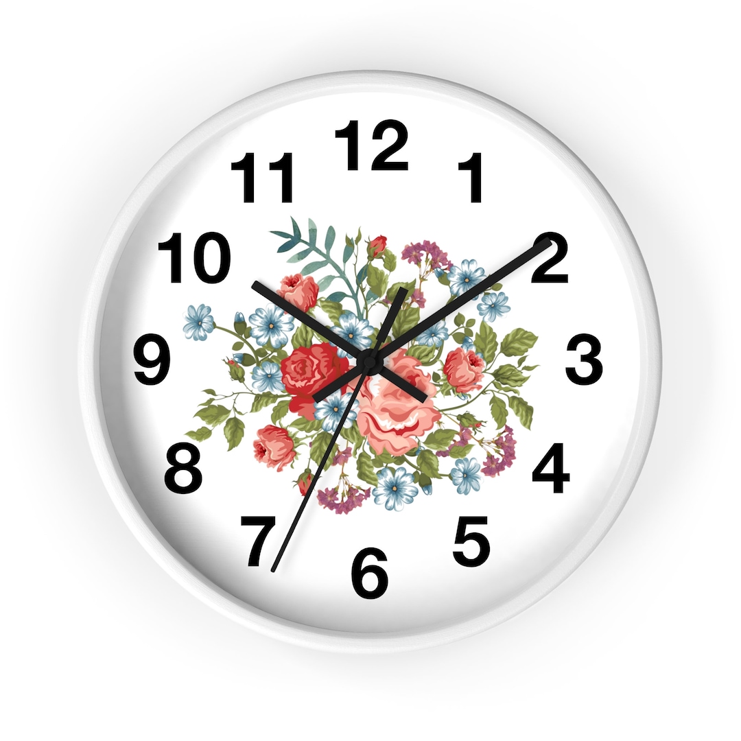 Flower Wall Clock Floral Wall Clock Home Decor Gift House Warming Gift ...