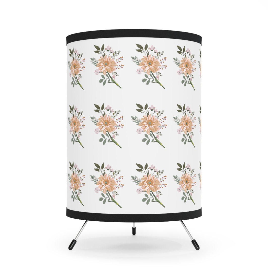 Flower Tripod Lamp With High-res Printed Shade, Flower Tripod Lamp - Etsy
