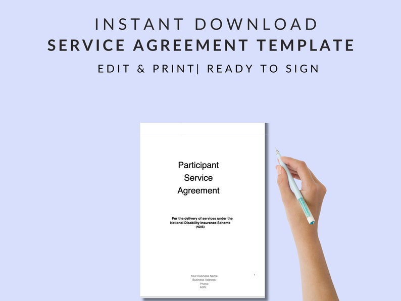 NDIS Service Agreement Template - Etsy Canada