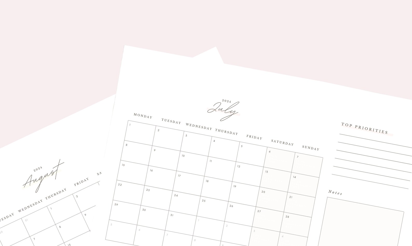 Printable Calendar 2023 - 2024, New Year Calendar - Etsy