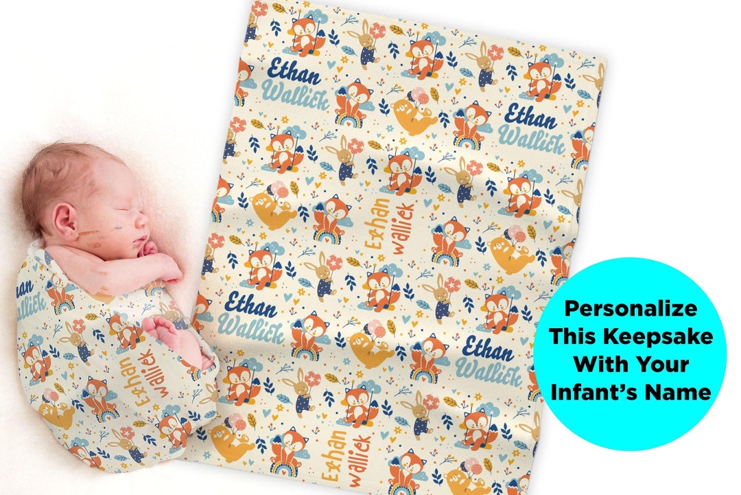 Personalized Baby Swaddle: Rustic Animal Design Fleece Wrap - Etsy