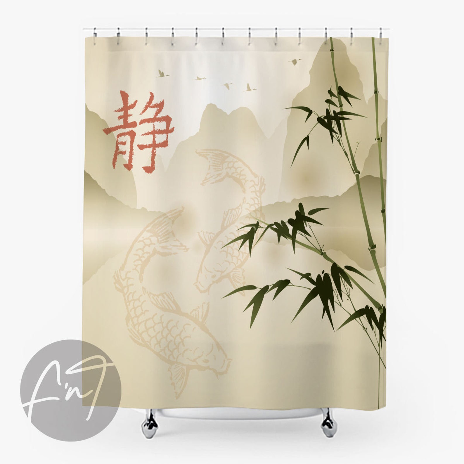 Trendy Shower Curtain With Zen Inspired Serenity Design, Fish Swimming ...