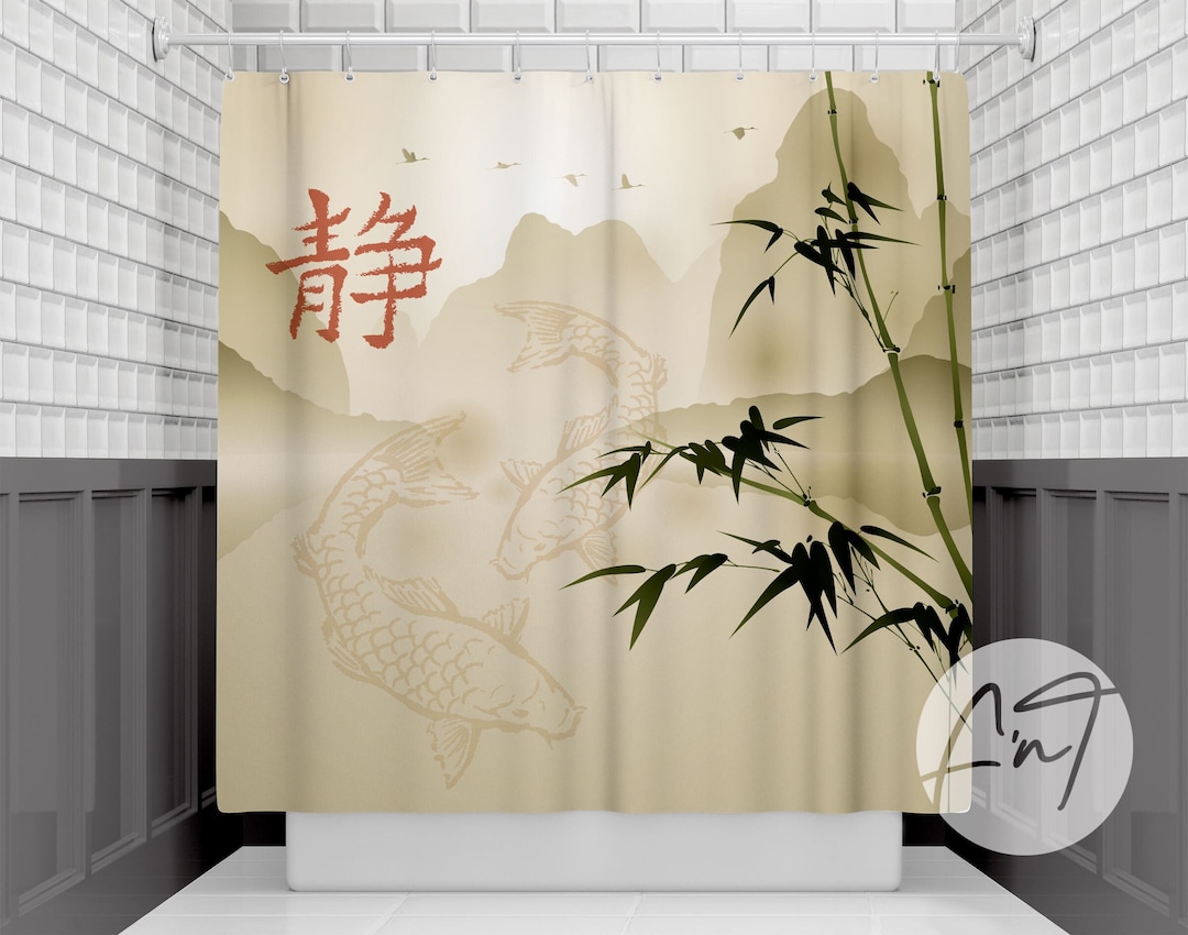 Trendy Shower Curtain With Zen Inspired Serenity Design, Fish Swimming ...