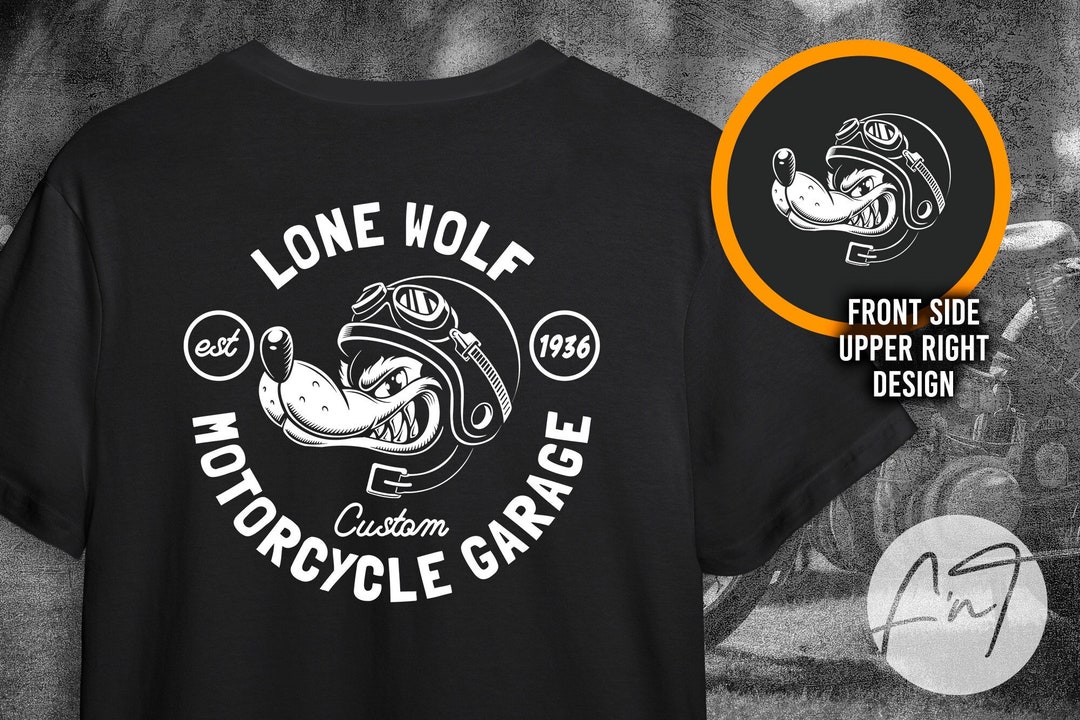 A "lone Wolf Motorcycle Garage" T-shirt - Vintage Biker Shirt - Two ...