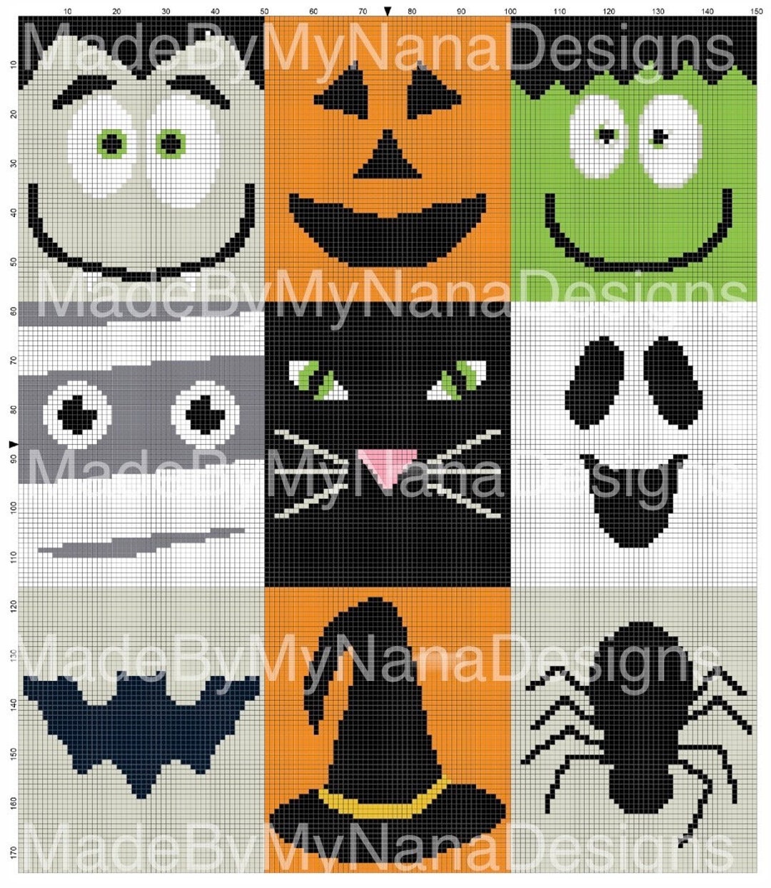 Halloween Squares Graph Pattern Crochet Knit Cross Stitch - Etsy