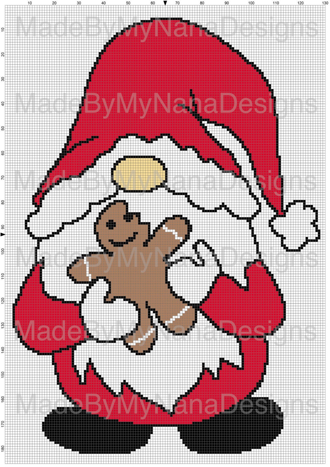 Gingerbread Gnome Graph Pattern Crochet Knit Cross Stitch - Etsy