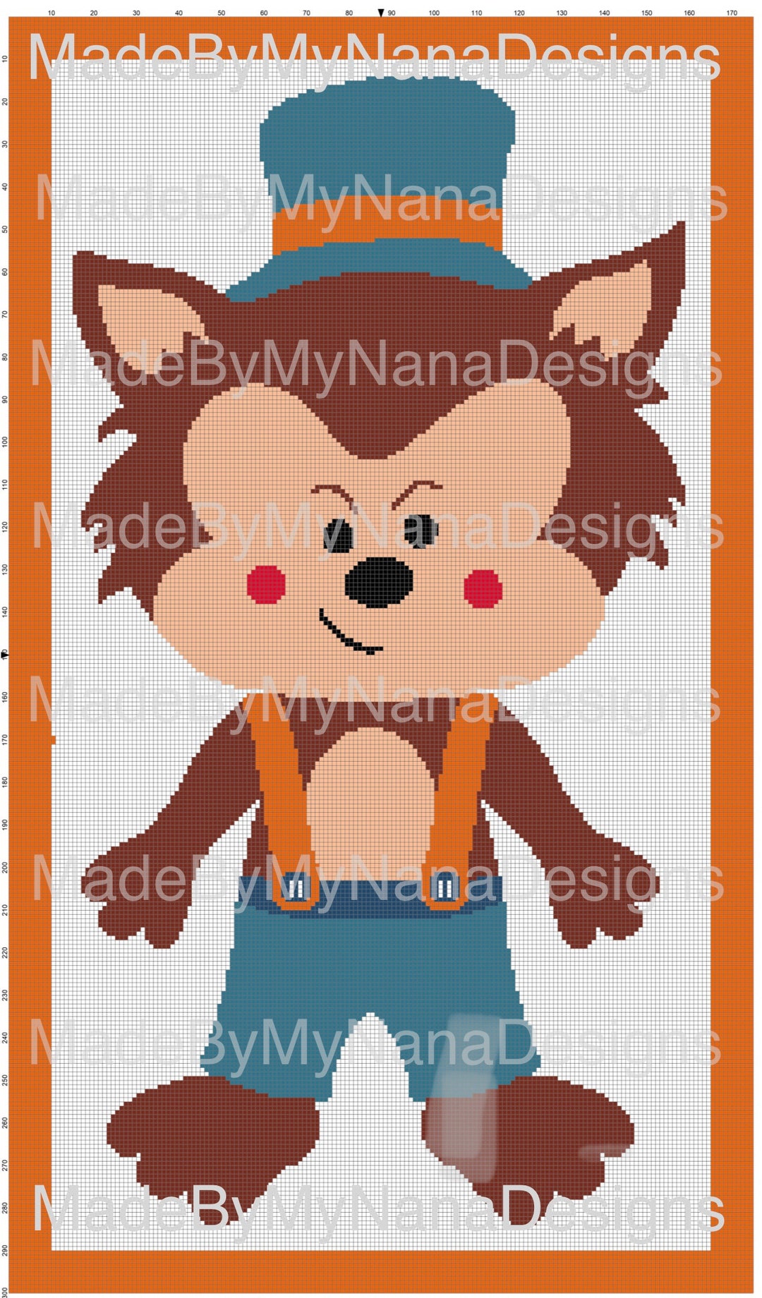 Big Bad Wolf Graph Pattern Crochet Knit Cross Stitch - Etsy