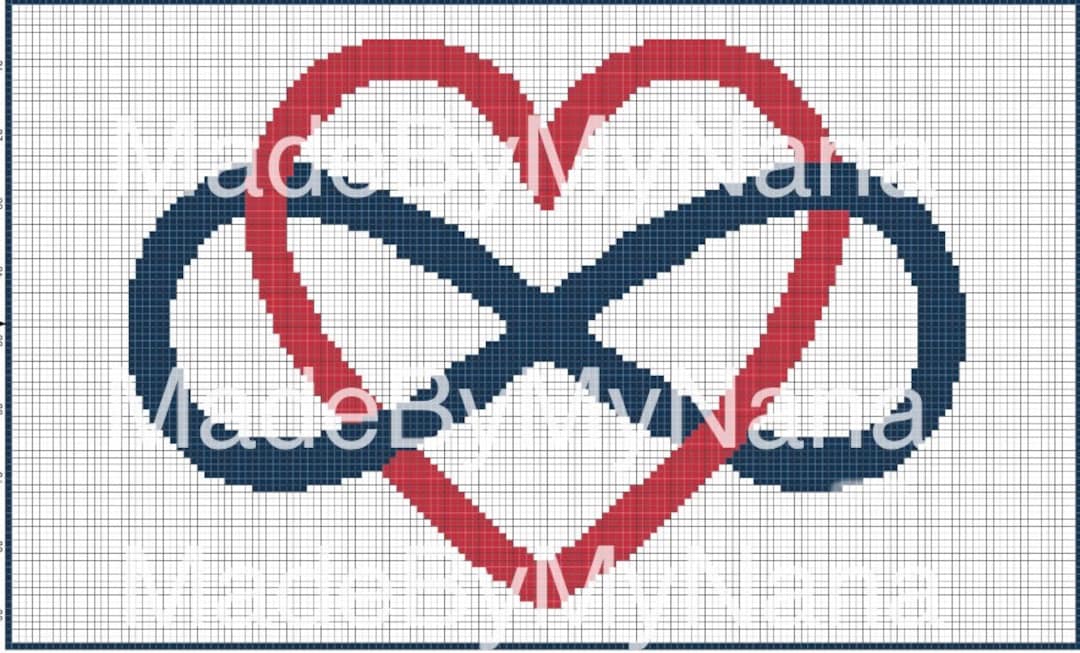 Infinity Heart Graph Pattern, Crochet, Knit, Cross Stitch - Etsy
