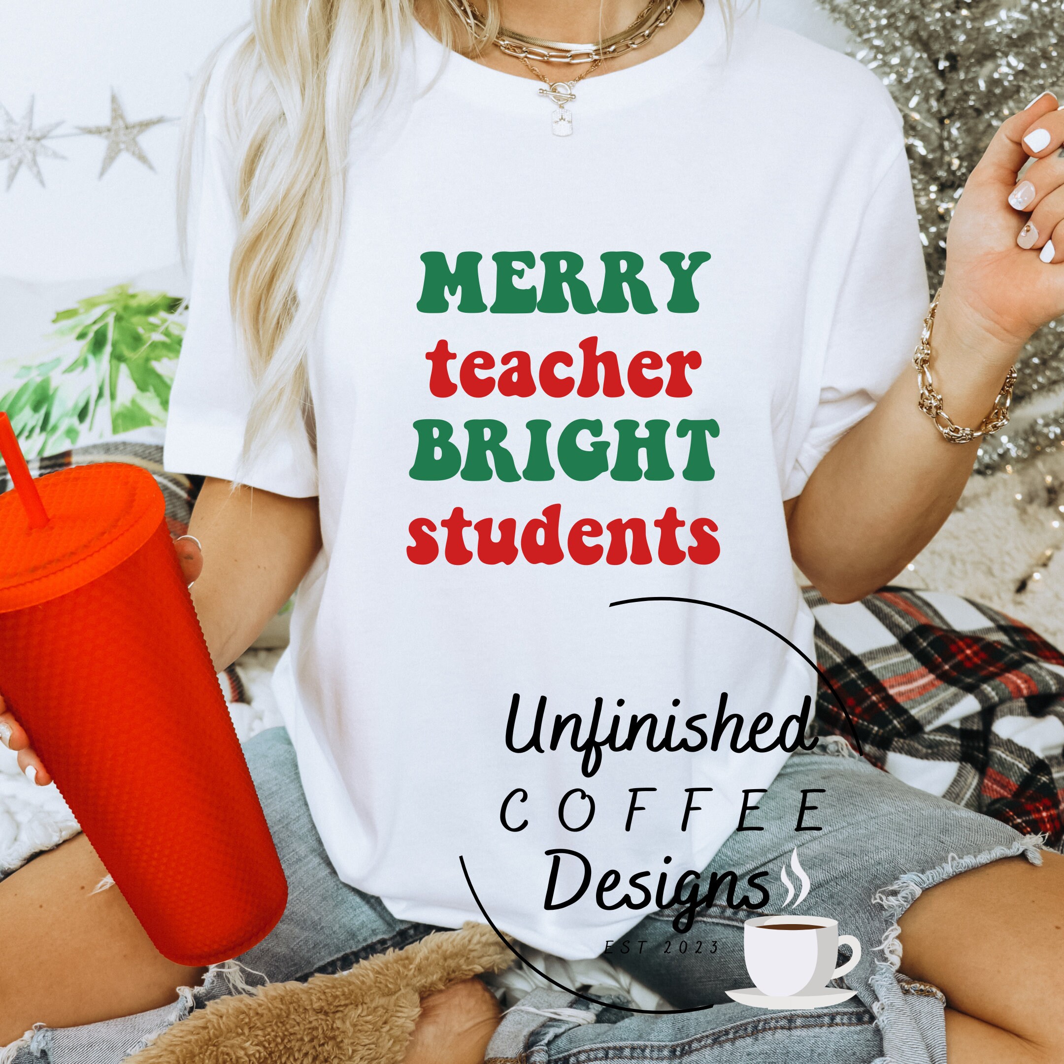 Merry Teacher Bright Students SVG PNG| Teacher Svg| Christmas Svg ...