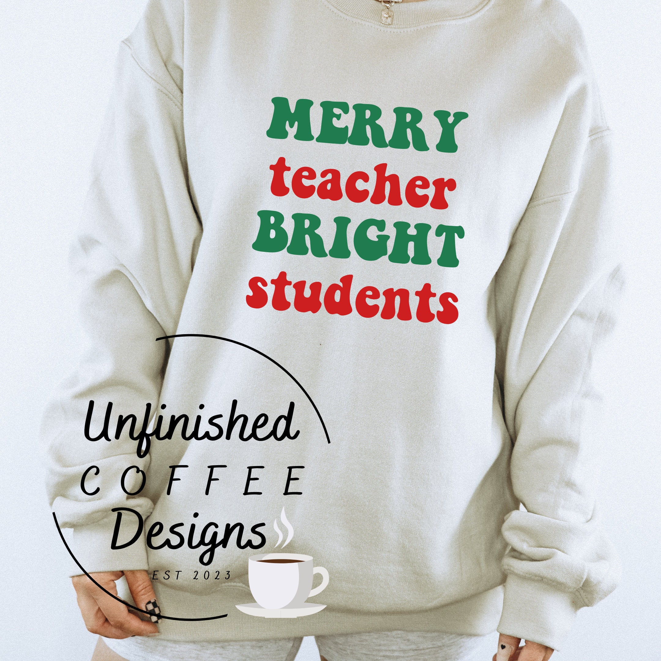Merry Teacher Bright Students SVG | Christmas Teacher PNG (digital ...