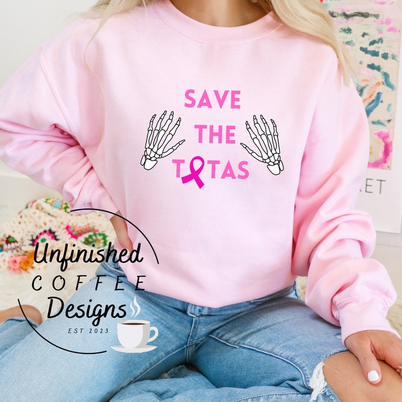 Save the Tatas Breast Cancer Awareness SVG PNG | Skeleton Hands ...