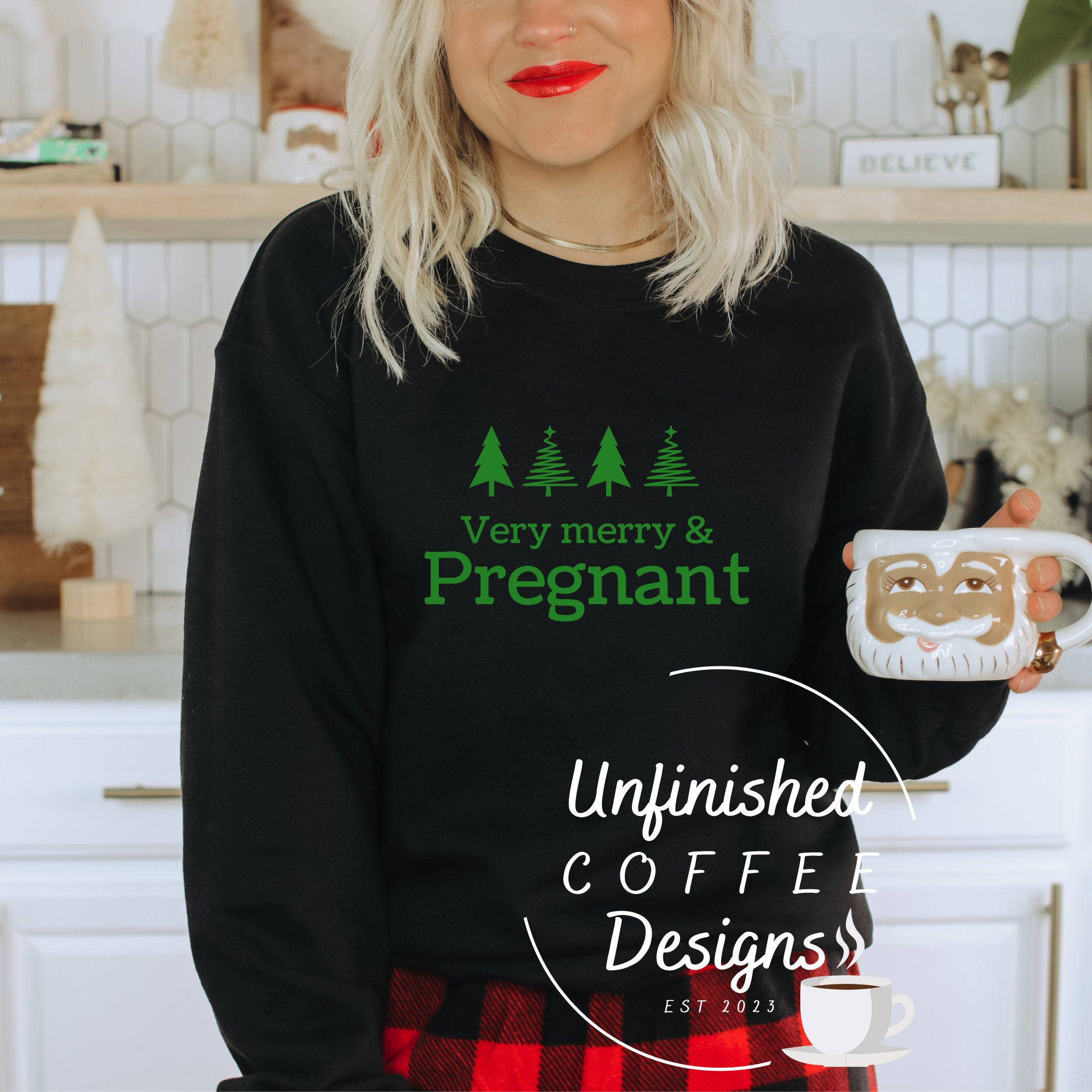 Very Merry and Pregnant Christmas SVG | Holiday Baby Announcement ...