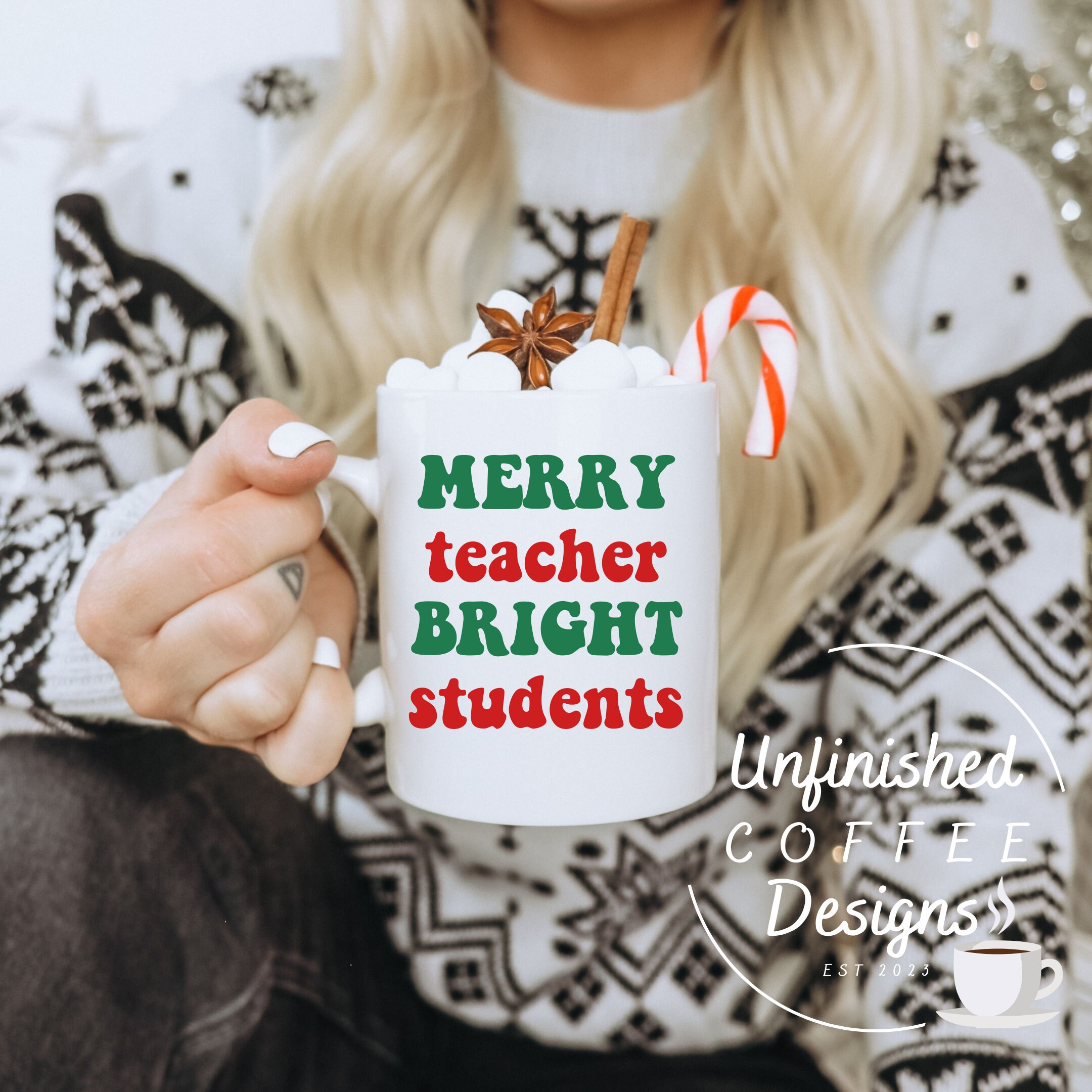 Merry Teacher Bright Students SVG | Christmas Teacher PNG (digital ...