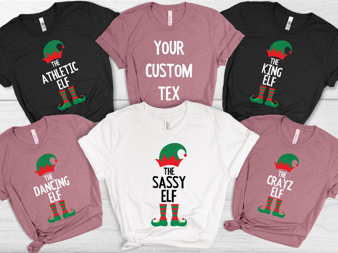 Custom Elf T Shirt, Family Matching Christmas Shirts, Personalized Holiday Elf Tee, Xmas Pajama ...